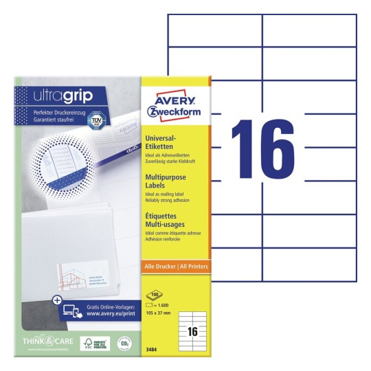 Univerzális etikett címkék általános felhasználásra | 3484 | Avery ...
